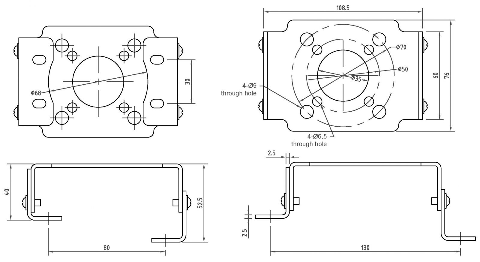 Multi Size Namur Bracket Powder Coated Carbon Steel