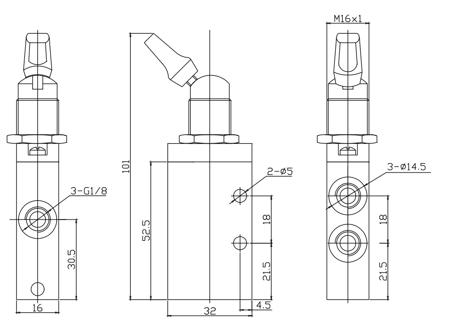 3 Way 2 Position Toggle Valve