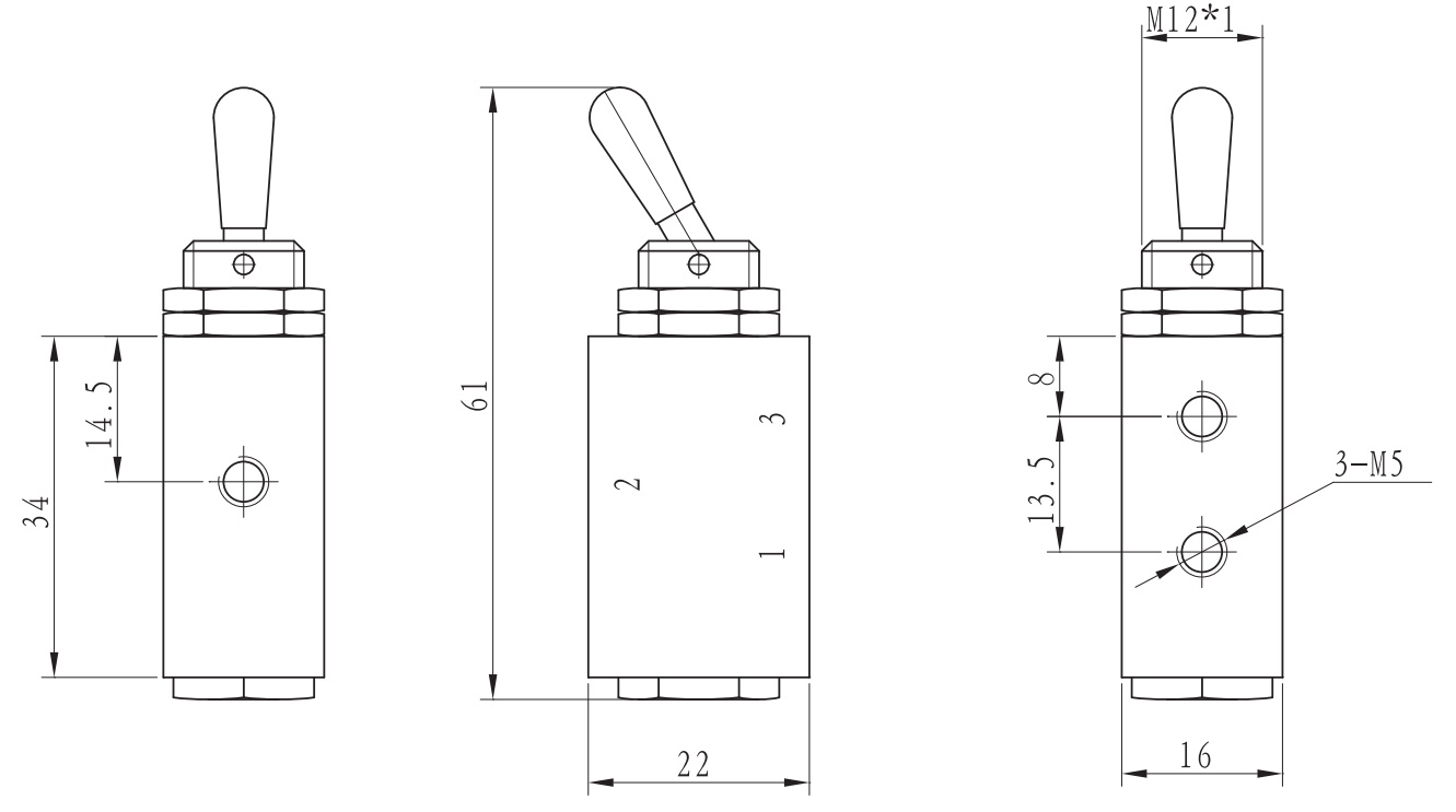 3 Way 2 Position Toggle Valve